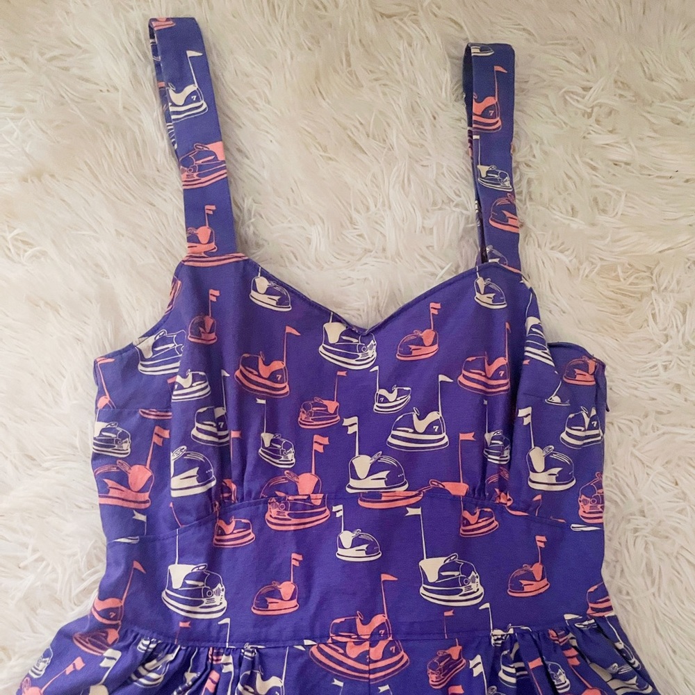 Rare Modcloth Bea And Dot Bumper Cars Novelty Dress - Gem